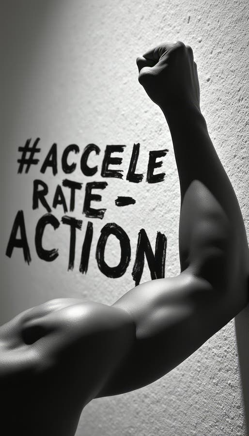 Powerful Arm Flexing with Motivational Hashtag Stock Image - Image of ...