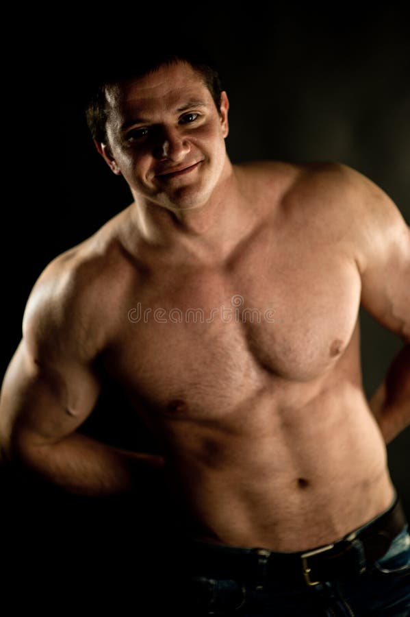 Strong Muscular Athletic Man Stock Image - Image of chest, silhouette ...