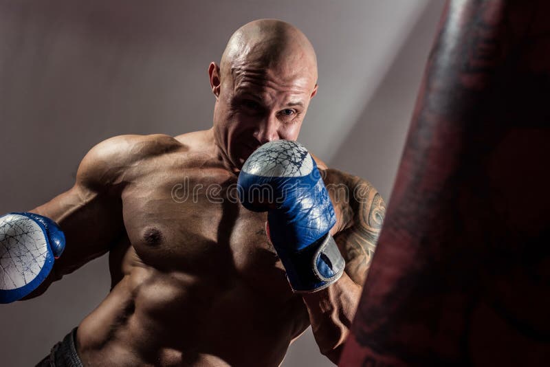 Strong Muscular Boxer in Training Stock Image - Image of fitness ...