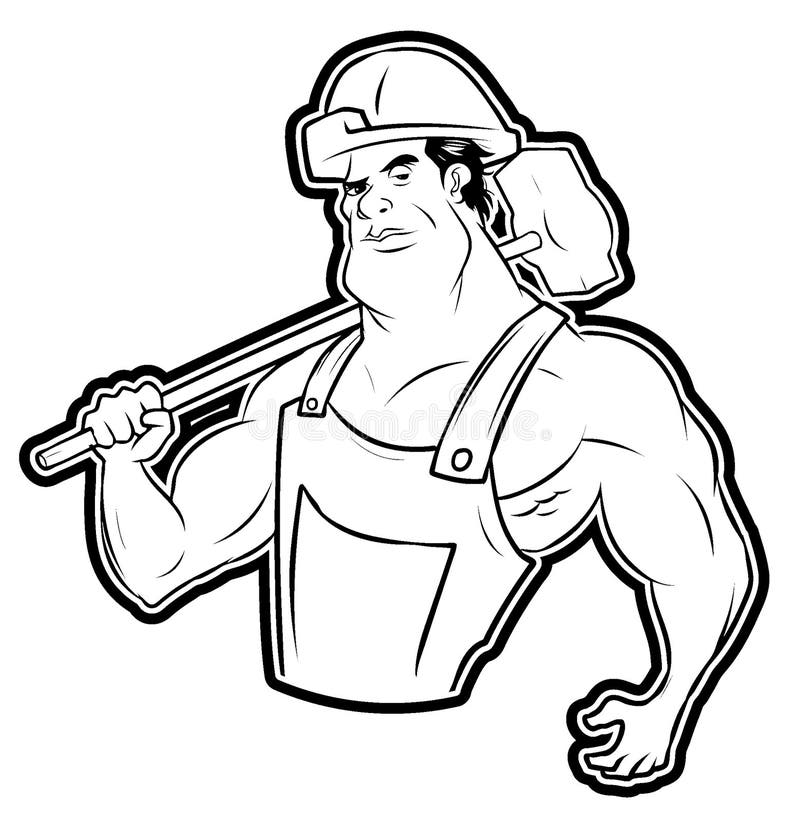 Muscular Black Construction Worker Stock Illustrations – 34 Muscular ...