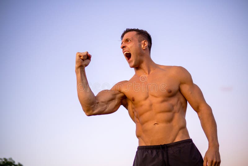 Strong Muscular Man is Angry Stock Photo - Image of biceps, crossfit ...