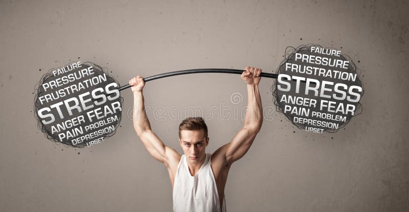 Muscular Man Fighting with Stress Stock Photo - Image of biceps ...