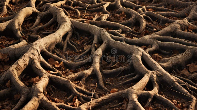 Strong oak tree roots stock image. Image of surface - 307597943