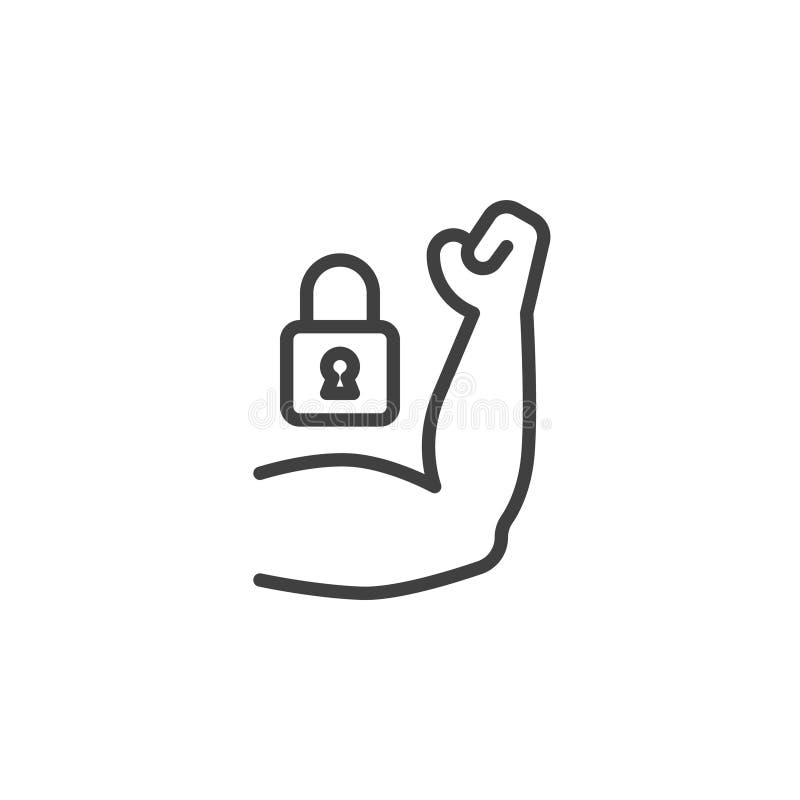 Strong Password Line Icon Stock Vector Illustration Of Bicep 321763857