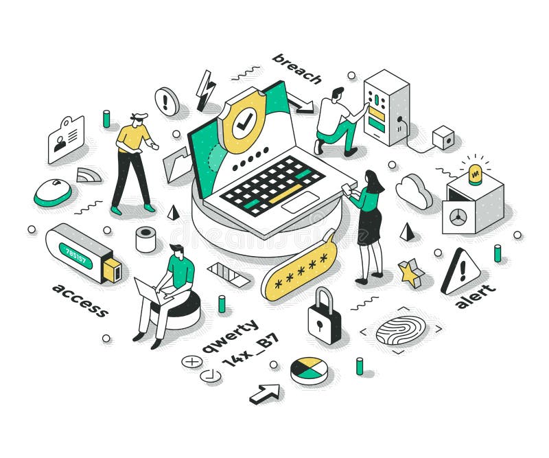 Strong Password & Security Isometric Concept Stock Vector ...