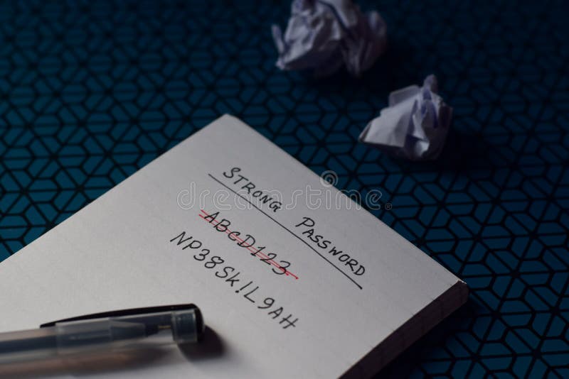 Strong Password Suggestion Written on a Notepad Stock Photo - Image of ...