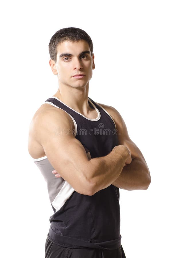 Strong Posing Man Isolated on White Stock Image - Image of athlete ...