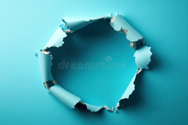 Punch Tearing through Solid Paper Background Stock Photo - Image of ...