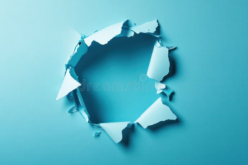 Punch Tearing through Solid Paper Background Stock Photo - Image of ...