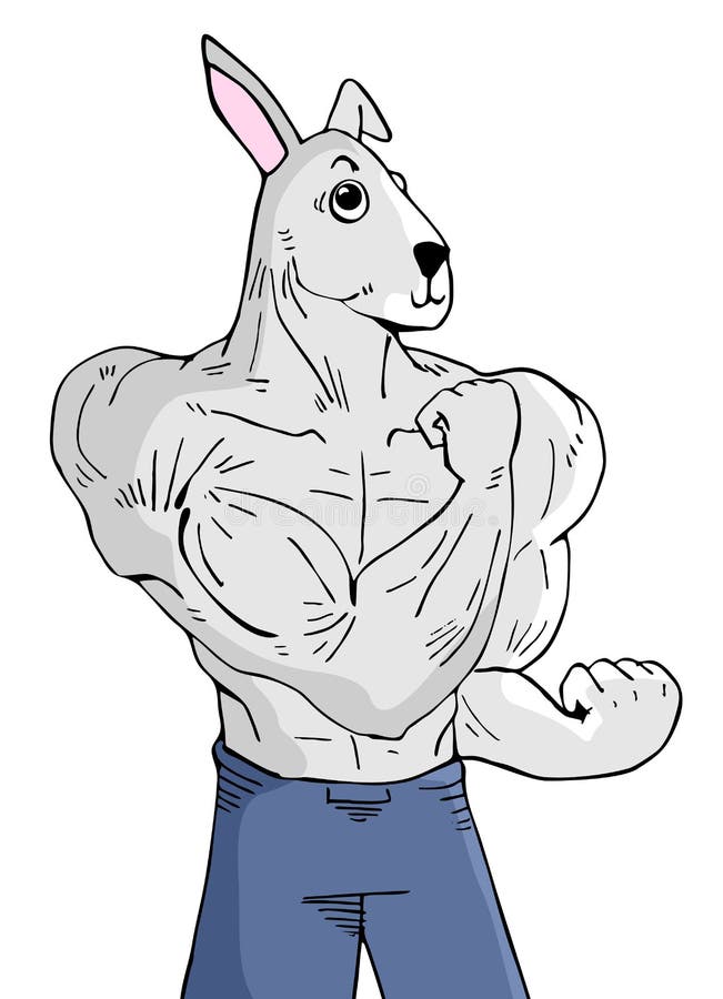 Strong rabbit stock vector. Illustration of hand, expressive - 72424302