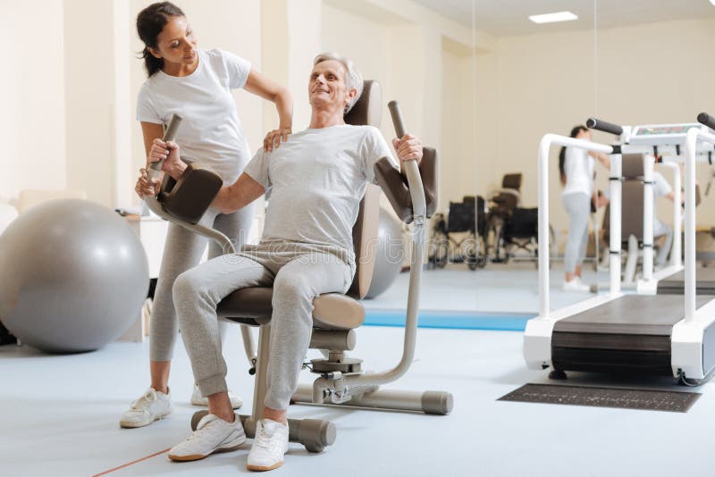 Strong Retirement Sitting on the Training Device Stock Image - Image of ...