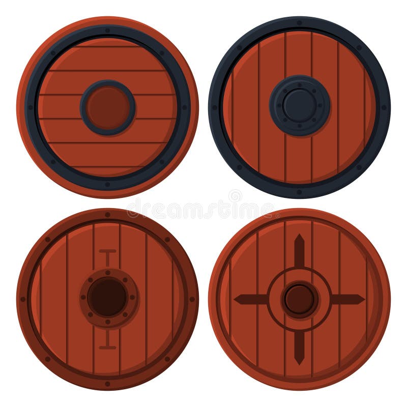 Strong Retro Wooden Shield Set Stock Vector - Illustration of wooden ...