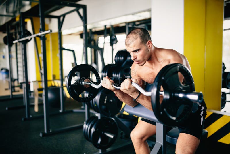 Strong Ripped Man Training in Gym Stock Photo - Image of person ...
