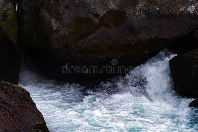 Strong River Current with Water Splashes Stock Image - Image of fall ...