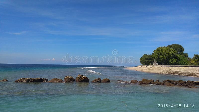 The rock stock image. Image of beach, rock, tree, blue - 134658637
