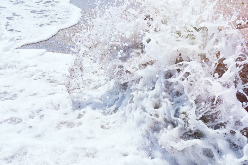 Strong Sea Wave Splashing on the Beach Shore Stock Image - Image of ...