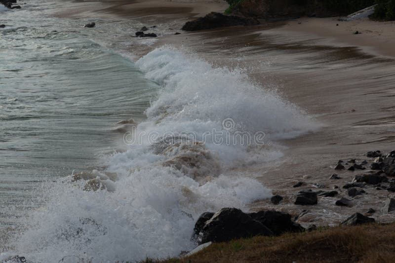Strong Sea Waves Breaking on the Beach Sand. Live Nature Stock Image ...