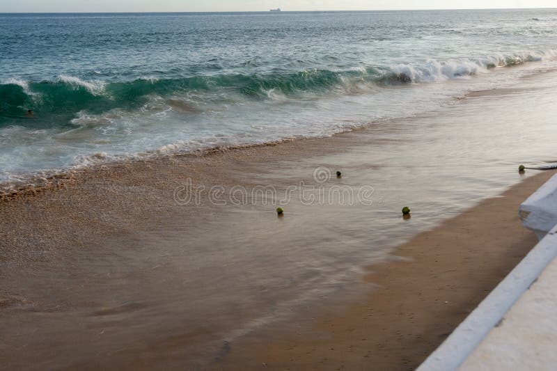 Strong Sea Waves Breaking on the Beach Sand. Live Nature Stock Image ...
