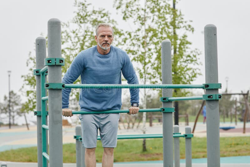 Strong Senior Man Working Out Outdoors Stock Photo - Image of activity ...