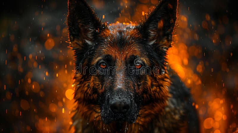 Strong and Serious: Portrait of German Shepherd Dog. Generative AI ...