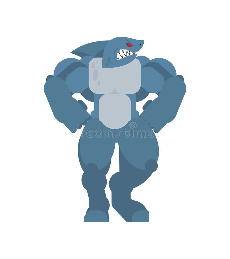 Muscular Shark Cartoon
