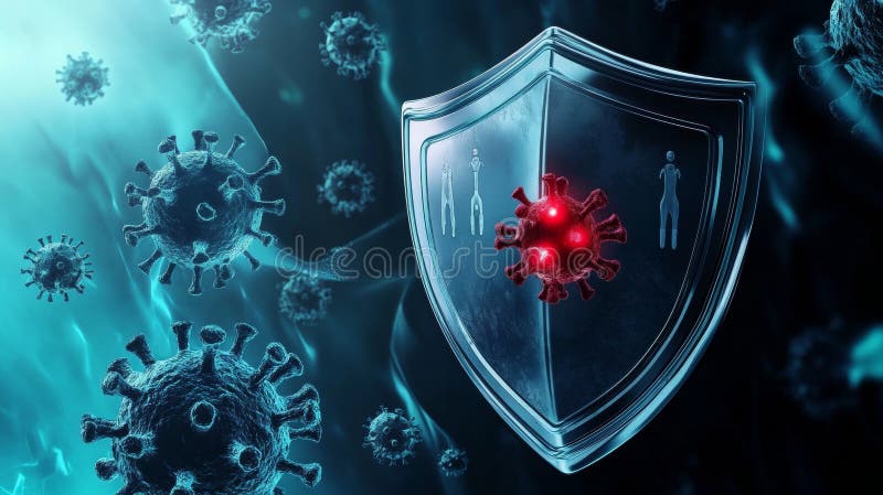 A Strong Shield Symbolizing Immune Defense Against Viruses with Medical ...