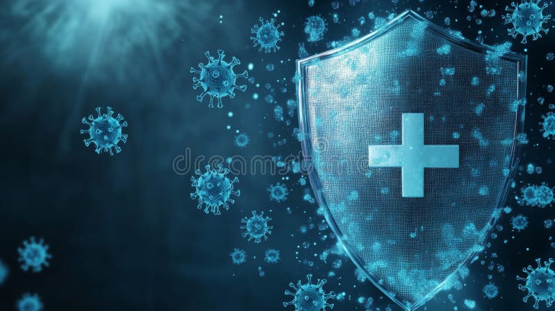 A Strong Shield Symbolizing Immune Defense Against Viruses with Medical ...