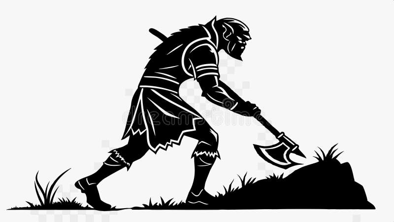 Silhouette of Man Digging with Shovel, Symbolizing Hard Work and Labor ...