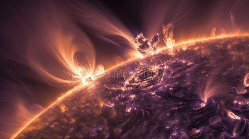 Strong Solar Flares on the Surface of the Sun. AI Generated Stock ...