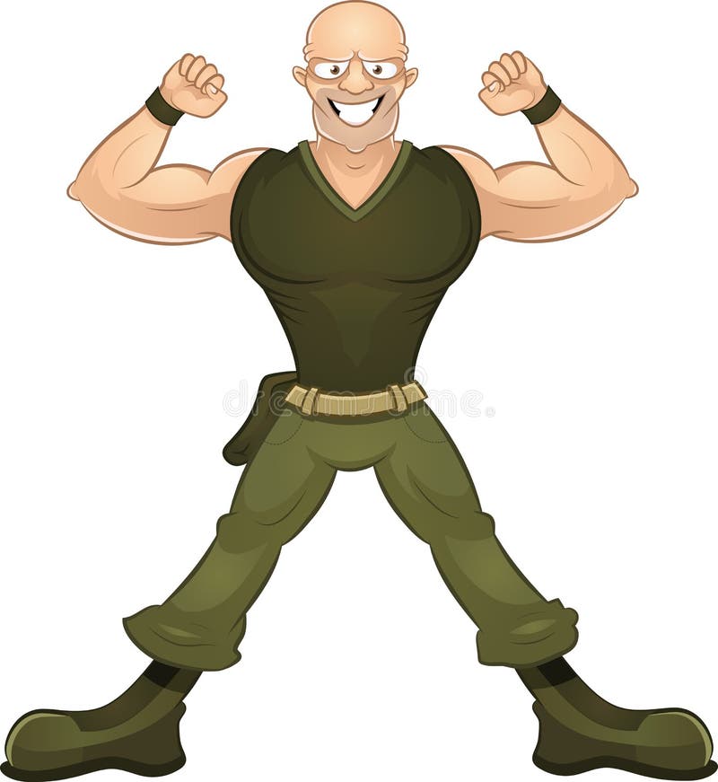Strong Soldier Showing His Biceps Stock Vector - Illustration of fist ...