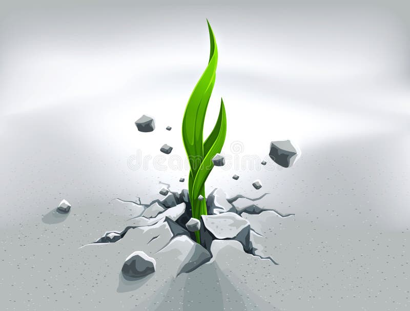 Strong sprout, pushing out stock illustration. Illustration of gray ...
