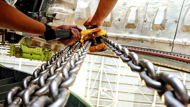 Strong Steel Chain Blocks for Lifting Heavy Loads Stock Photo - Image ...