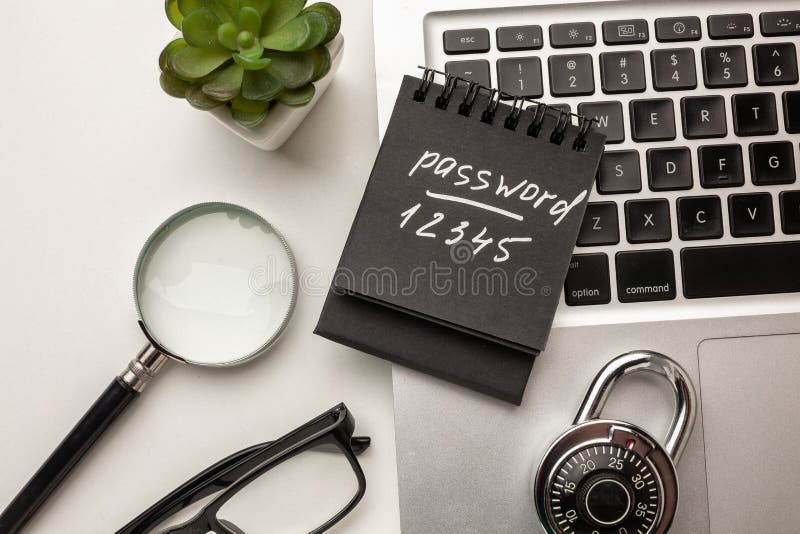 Strong Steel Coded Lock on a Laptop Keyboard. it Security Policies ...