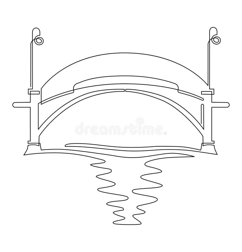 Strong Stone Bridge in Medieval Style Over the River. Lanterns on the ...