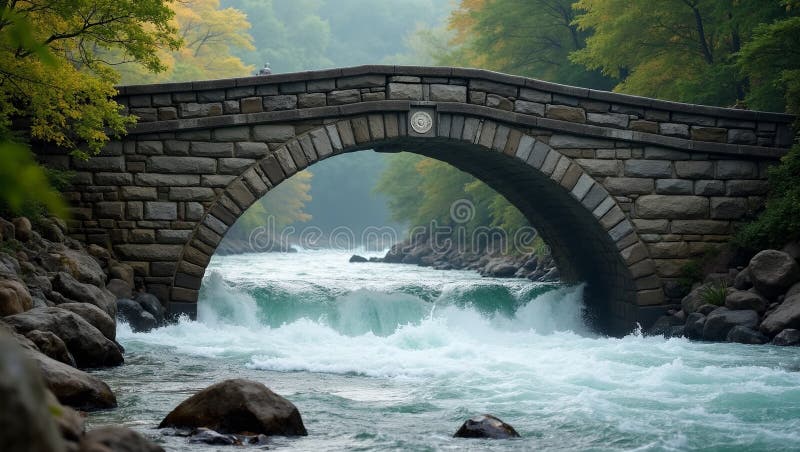 Strong Stone Bridge Over Rushing River Symbolizing Stability and ...
