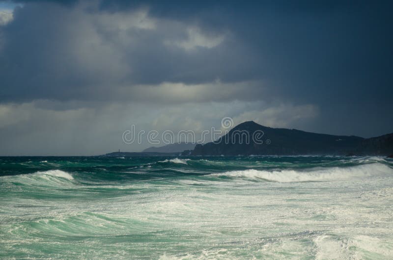 Strong Storm in the Atlantic Ocean Stock Image - Image of beach, green ...
