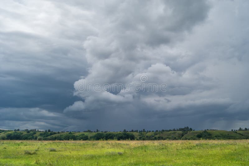 Strong Storm Clouds Over the Valley Stock Photo - Image of nature ...