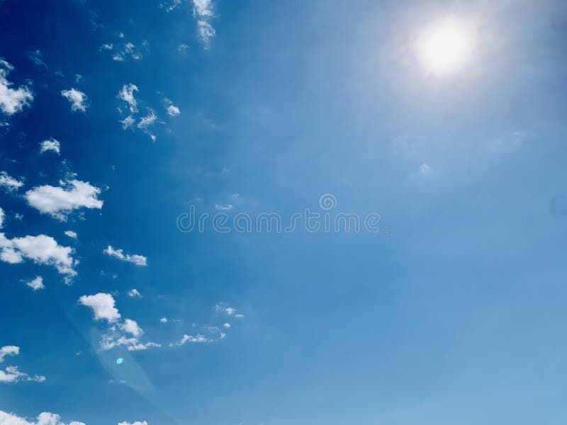 Strong Sun, Blue Sky and Cumulus Clouds. Stock Photo - Image of ...
