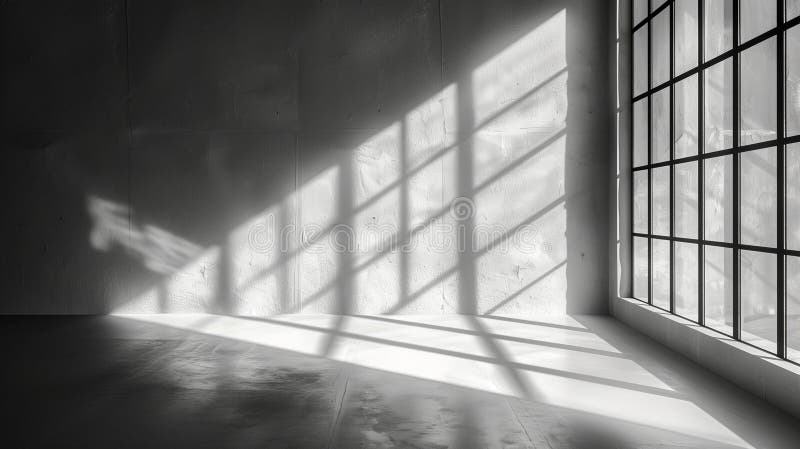 Strong Sunlight Casting Sharp Shadows through a Large Window Onto the ...