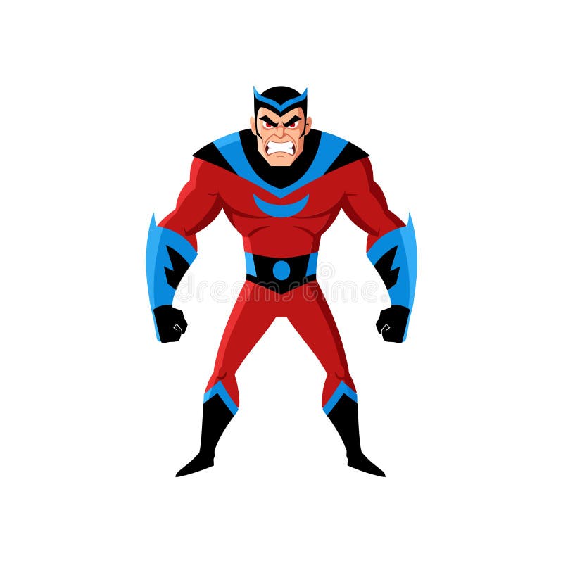 Strong Superhero Character in Vibrant Colors with Flat Design Vector ...