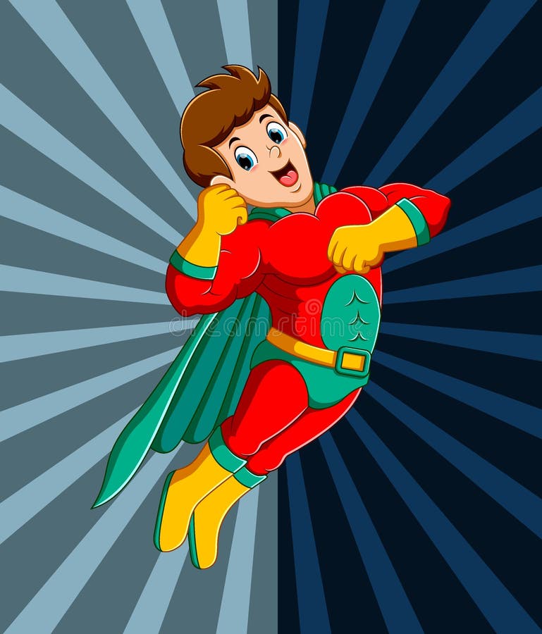 Strong Superhero Man Flying Stock Vector - Illustration of hero ...