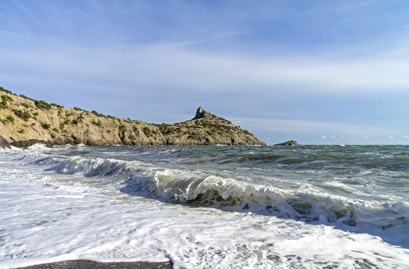 Strong Surf on a Sandy Beach. Crimea. Stock Image - Image of sandy ...