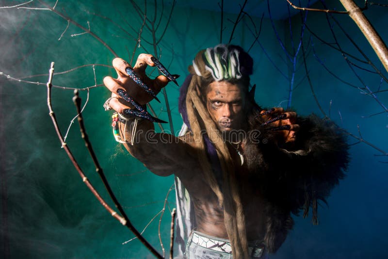 Strong Werewolf, Demon among the Trees in the Fog. Stock Photo - Image ...