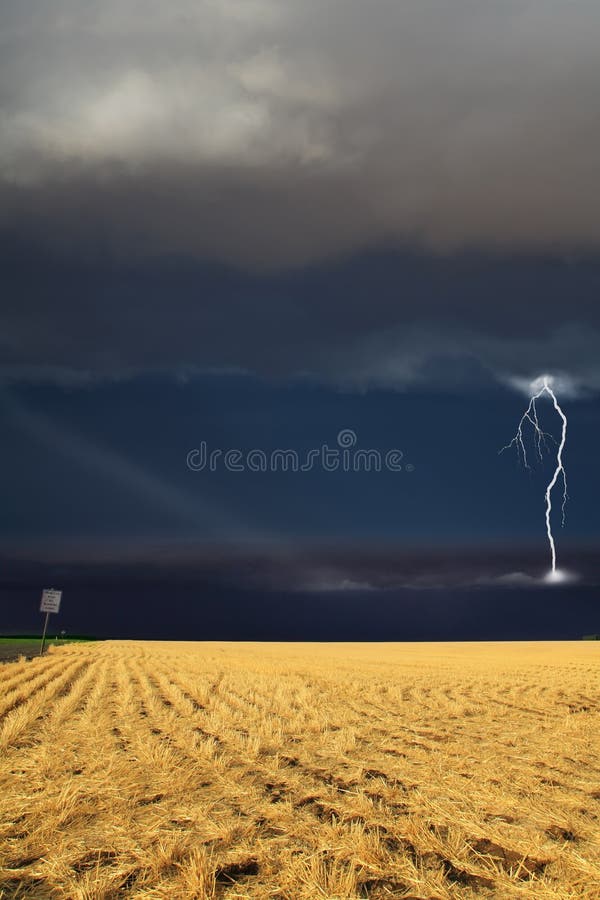 Strong Thunder-storm Above the Oblique Field Stock Image - Image of ...