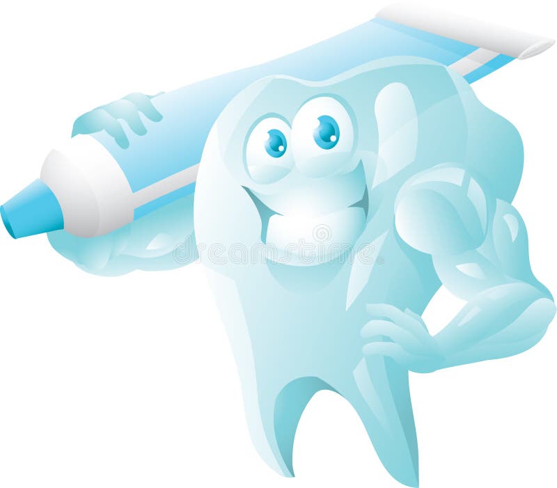 Strong Tooth with Toothpaste Stock Vector - Illustration of face, brush ...