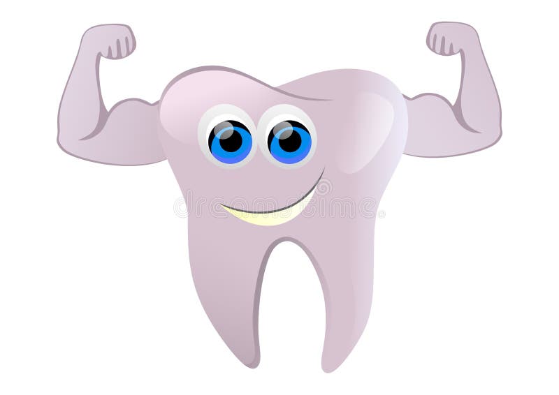 Strong Cartoon Tooth With Muscles. Stock Vector - Illustration of ...
