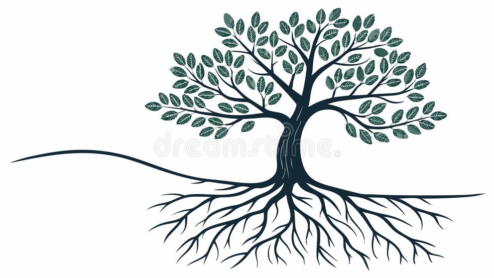Strong Tree with Roots Vector, Foundation and Growth, Vector Design ...