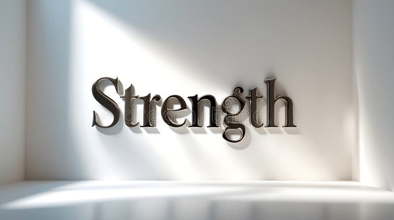 Strong Typography of the Word Strength with Shadows in a Minimalistic ...