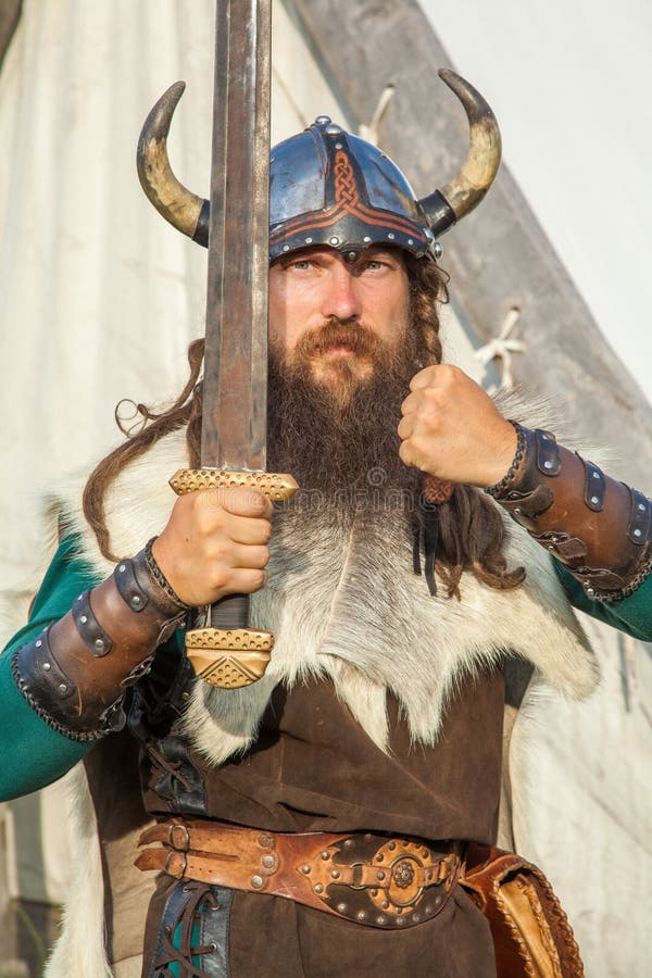 Strong Viking on his ship. stock photo. Image of leadership - 71405382