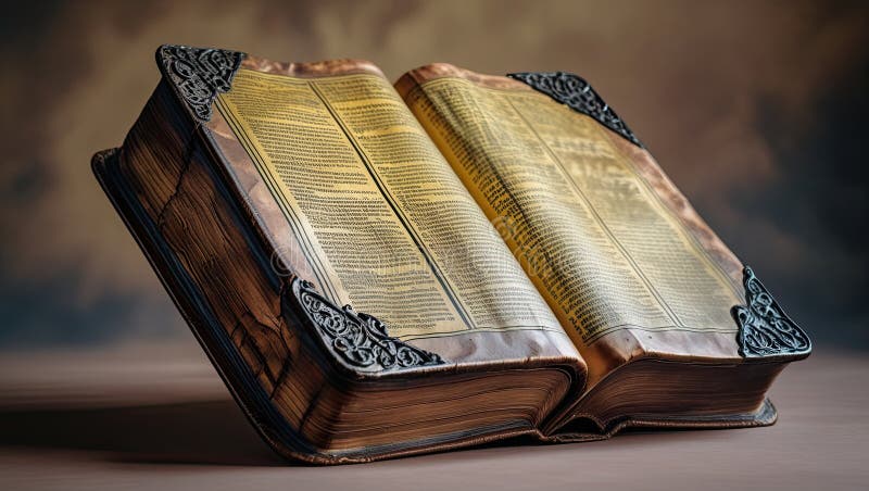 Ancient Open Book Revealing Vintage Text Pages Knowledge Stock ...